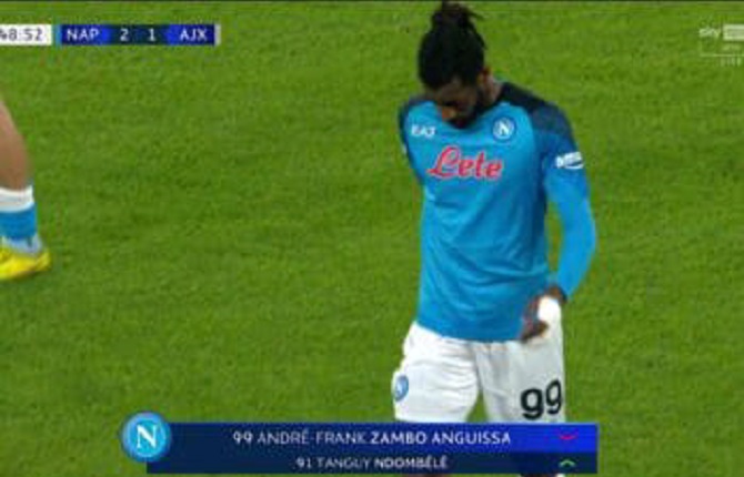 La blessure à la cuisse de Zambo Anguissa contre l'Ajax en ligue des ...