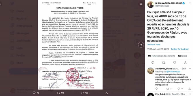 Scandale dans la gestion du don de 4000 sacs de riz par Orca ...